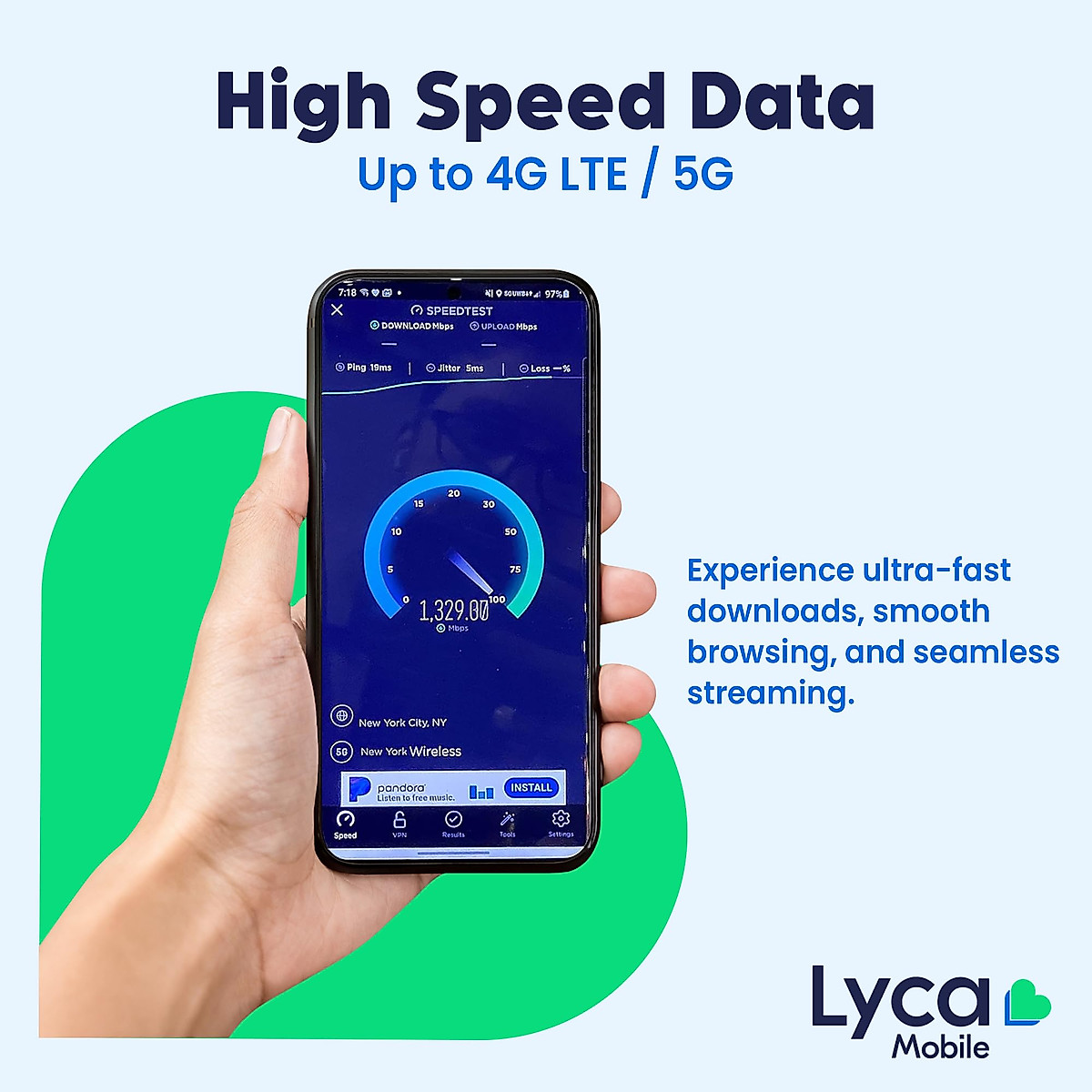 Lycamobile 30 Day Prepaid SIM Card for Cell Phones, 5 GB High Speed 4G LTE/5G Data, International Talk & Text to 100+ Countries, Quick Activation, 3-in-1 Triple-Cut, Compatible w/ Most Mobile Phones