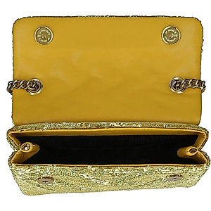 Kurt Geiger Women's Medium Kensington Gold Sequin Quilted Crossbody Bag