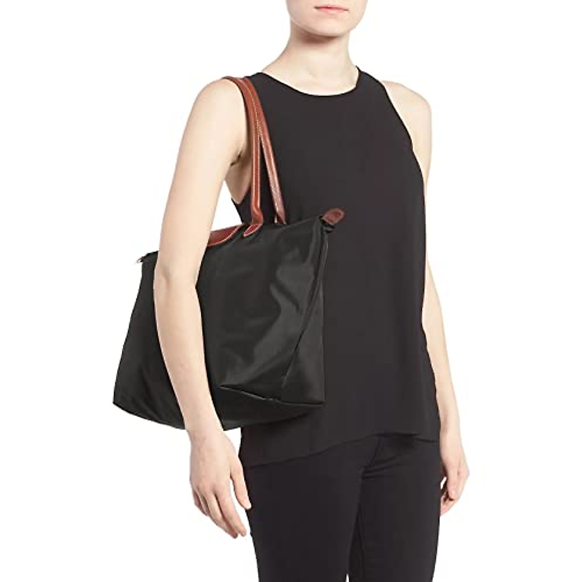 Longchamp Le Pliage Large Shoulder Tote Bag in Black