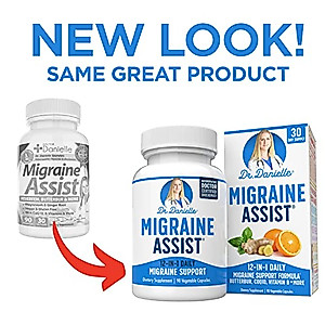 Best Migraine Relief Product with Magnesium - Migraine Assist Supplement with Quercetin, Feverfew, Butterbur, CoQ10 from Dr. Danielle, 90 Capsules