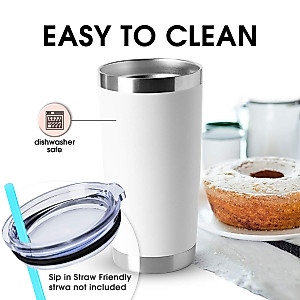 HASLE OUTFITTERS 20oz Tumblers Bulk Stainless Steel Cup with Lid Double Wall Vacuum Insulated Coffee Mug for Cold & Hot Drinks 8 Pack, White