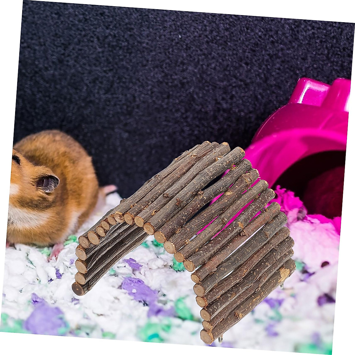 HEALEEP 2Pcs Hamster Arch Bridge Rat Playground Rat Toys Small Pets Training Tunnel Hamster Ladder Toy Hamster Platform House Rat Ladder Hamster Climbing Apple Wood Rope Ladder Rabbit