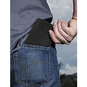 Timberland Men's Leather Trifold Wallet with Id Window, Black (Hunter), One Size