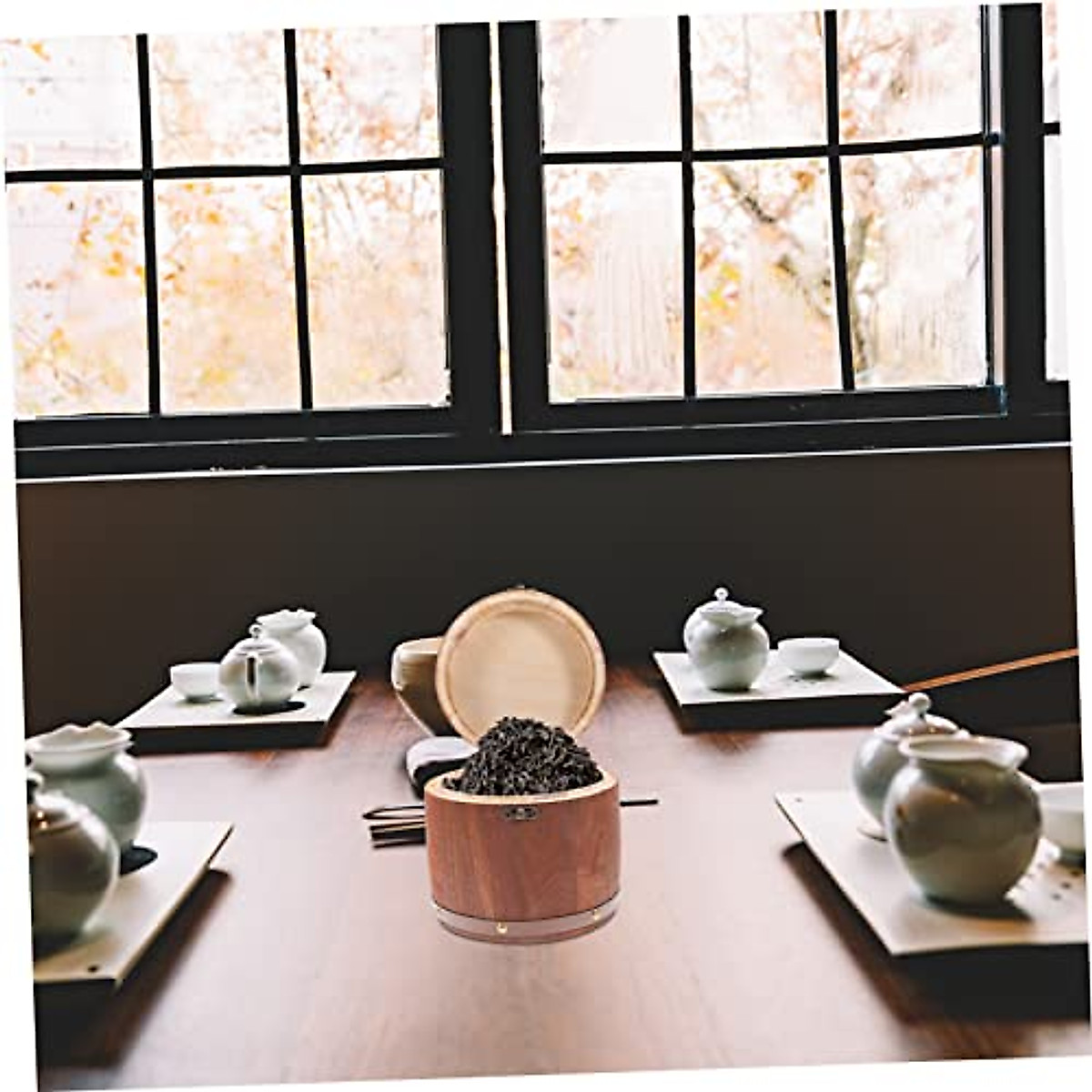 Cabilock 1pc Multi-functional Natural Can Barrel Creative Sealing Snack Sugar Container Jars Light Jar Bag L Wood Airtight Cover Food Nuts Empty Lids Cellars Wooden Holder Candy