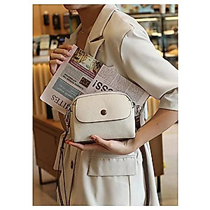 FUKUTAI Genuine Leather Crossbody Bag for Women - Shoulder Cross Body Handbags Purses Lightweight & Soft (White)