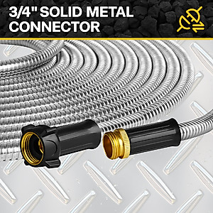 Ainpota Garden Hose Water Hose 100ft Metal Heavy Duty Stainless Steel Water Pipe with Sprayer & Nozzle Flexible Lightweight Hose No Kink Pet Proof Hose for Yard, Outdoors, Rv