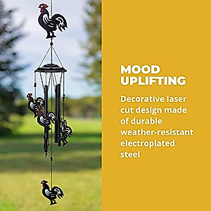 VP Home 33" H Rhythmic Roosters Chicken Wind Chimes for Outside, Unique Roosters Rhythmic Windchimes Outdoor Decoration Garden Decor, Chicken Decor Gift for Women, Mom, Grandma, Unisex
