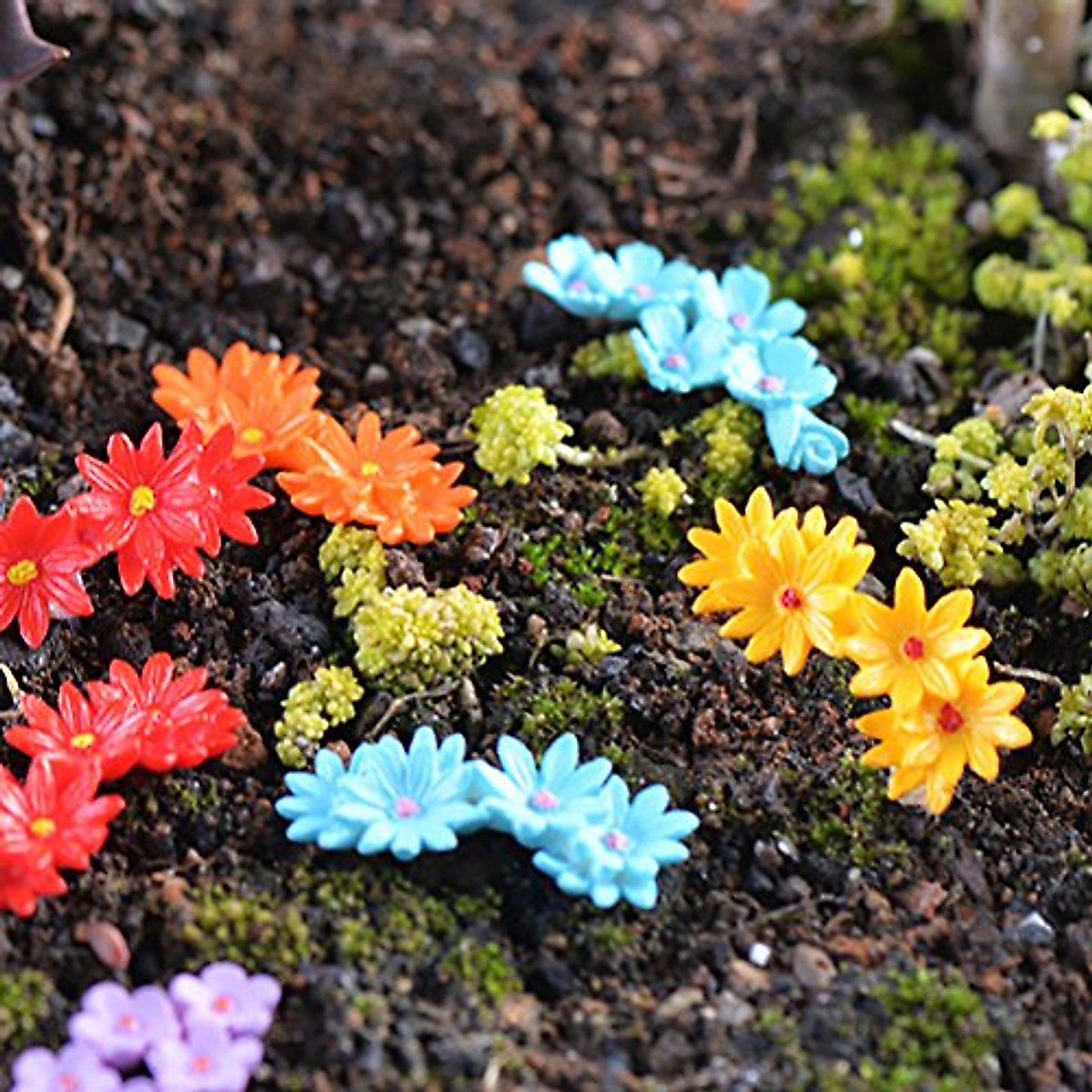 DatingDay 15 Pcs Tiny Miniature Flower Moss Bonsai DIY Crafts Fairy Garden Landscape Decor (Random Color)