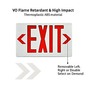 AKT LIGHTING Emergency Exit Sign, Double Face Commercial LED Emergency Exit Lighting with Back-Up Battery Exit Light Combo for Hallways UL Certificated(Red, 6 Pack)