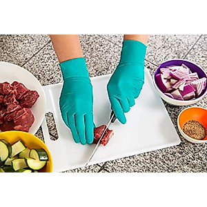 Ansell TouchNTuff 92-600 Nitrile Lightweight Glove with Beaded Cuff, Chemical/Splash Resistance, Powder Free, 4.7mil Thickness, 240mm Length, Size 8, Green (Box of 100)