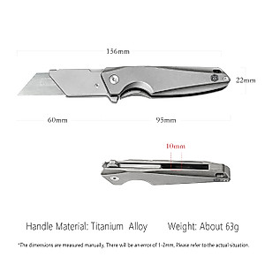 TGZUO Titanium Folding Utility Knife with Clip Mini EDC Box Cutter Flipper Pocket For Outdoor 10pcs Carbon Steel Replacement Blades