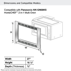 Panasonic 27-inch Microwave Trim Kit, Stainless Steel, for use with 1.1 cu ft NN-GN68KS Panasonic Microwave Oven – NN-TK623GS