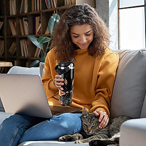 Unyopsa Mushroom Tumbler with Handle 30oz Vacuum Insulated Mushroom Cup with Lid and Straw Mushroom Gifts for Women Men