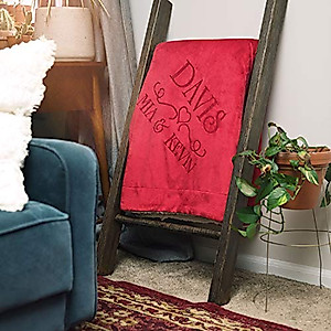 Custom Catch Housewarming Gift Idea for New Home - Personalized Throw Blanket Present Decorated with Scroll and Family Name