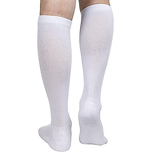 Bamboo Rayon Compression Socks for Women Men, 8-15mmHg Moderate Circulator Graduated Support Sock for Running Cycling Travel, White(3 Pair, 9-11)