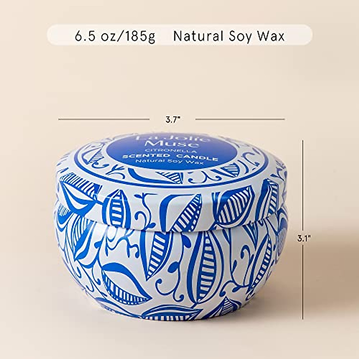 LA JOLIE MUSE Citronella Candles Outdoor, Citronella Candles for Patio Set 3, Natural Soy Wax Candles, 3 Wick Candles, Outdoor & Indoor, 3 Pack, Each of 6.5 OZ