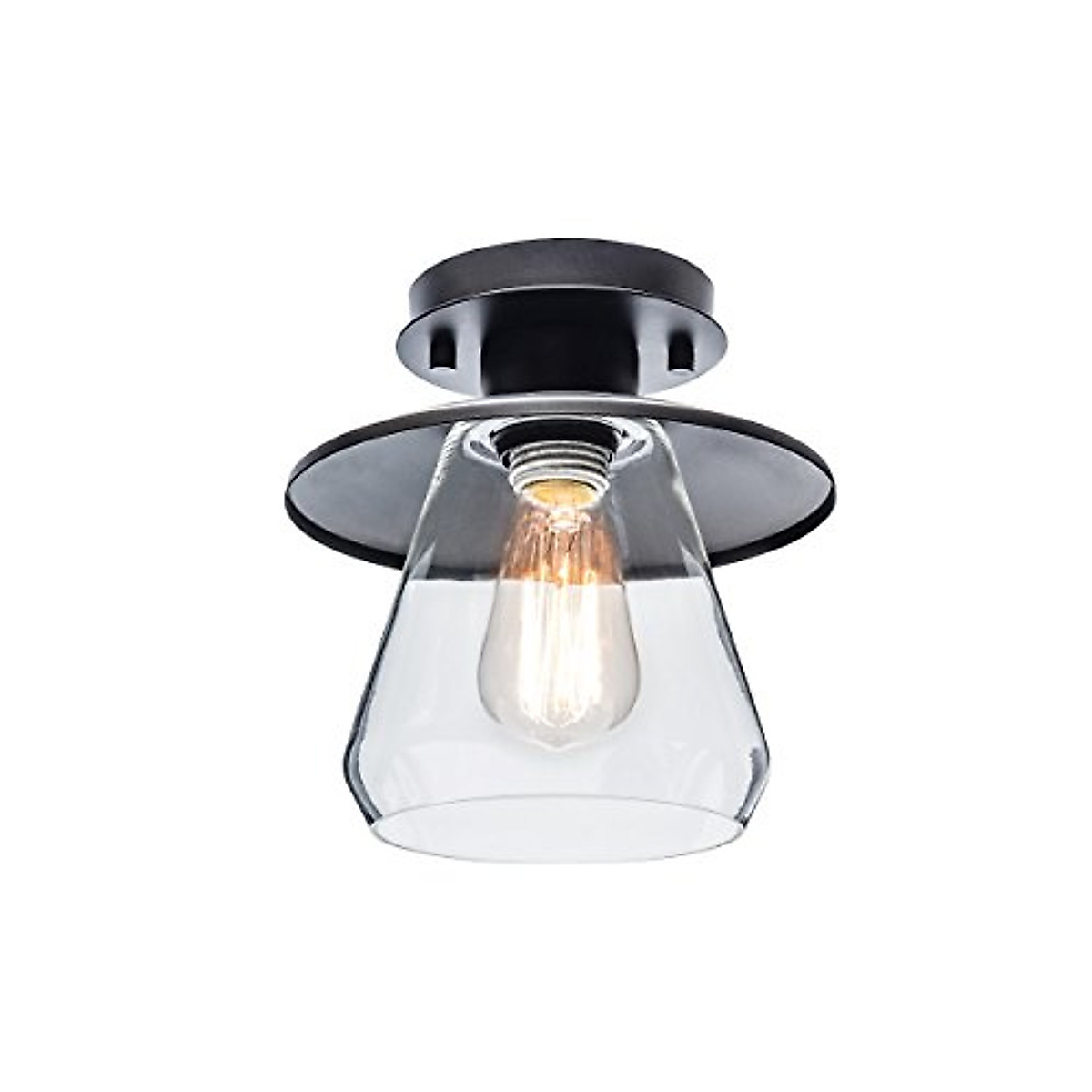 Globe Electric 64846 1-Light Semi-Flush Mount Ceiling Light, Oil Rubbed Bronze, Clear Glass Shade, Ceiling Light Fixture, Light Fixtures Ceiling Mount, Bedroom Lights for Ceiling, Dining Light Fixture