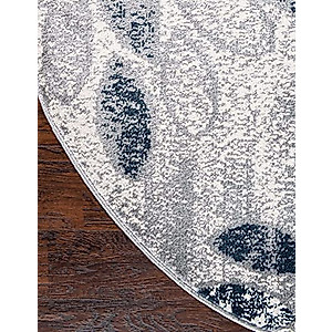 Unique Loom Sumter Collection Area Rug - Rhett (8' x 10' Oval, Gray/Navy Blue)