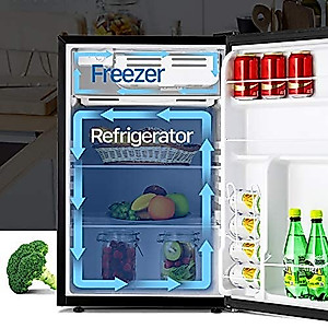 N A 4.5 Cu.Ft Mini Refrigerator Compact Refrigerator-Small Drink Food Storage Machine for Dorm, Garage, Camper, Basement or Office, Single Door Mini Fridge, stainless steel (Black)