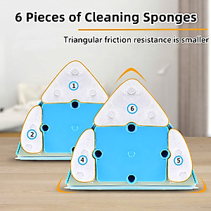 KOKITEA Double-Sided Window Cleaner Glass Wiper Magnetic Cleaning Tools, 5-Gears Adjustable Magnetic Glider Washing Brush Tools, for High-Rise Double Thick Glazed Windows Thickness 0.3"-1" (Blue)