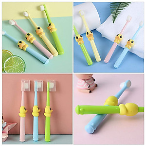 TOYANDONA 4pcs Extra Toothbrush with 10000 Bristles Cartoon Duck Micro Nano Manual Toothbrushes Sensitive Gums Toothbrushes Adult Kid Tooth Brush