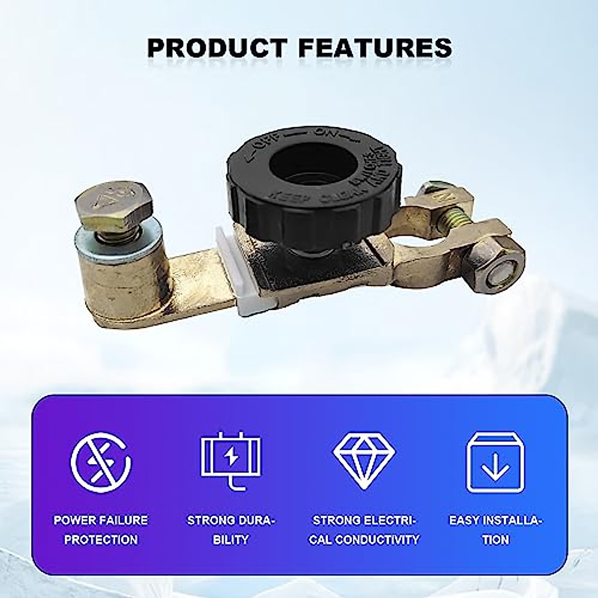 Quick Disconnect Battery Cut Off Switch Top Post Battery Disconnect Switch Pure Copper Power Off Switch Car Battery Connector (Black)