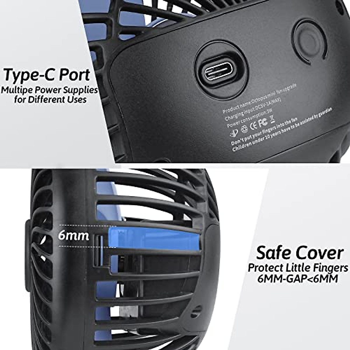 【2023 New 】Stroller Fan, Portable Pram Fan Small Personal With Flexible Tripod Clip On Fan for Crib, Office, Treadmill, Bike, Travel, Car Seat, Camping and desktop