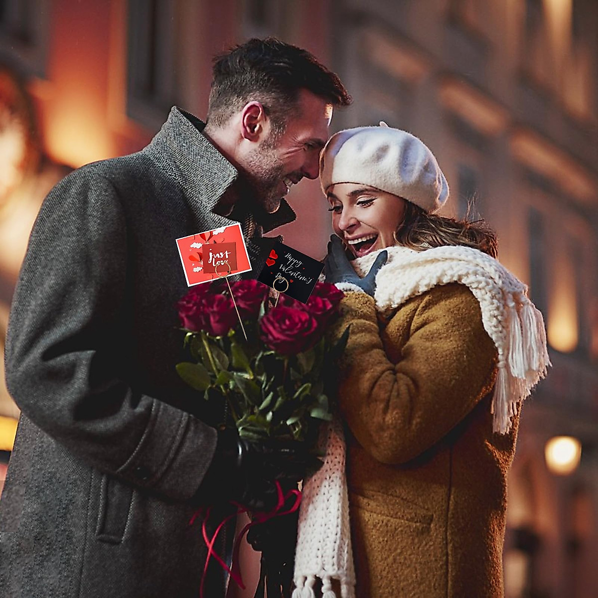 Amabro 20 Pcs Floral Card Holder, Photo Clip Stick Metal Flower Place Card Holder Gold Ring Loop Clips for Gift Memo Wedding Flower Arrangements Party Birthday Cake (Round)