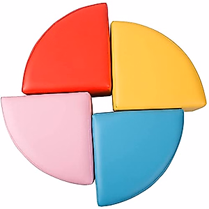 AIIT Kinlife Kids Table and Chair Set - 8PCS Soft Foam & PVC Seating Set Sofa Toddler Stools Colorful Table for Preschool Playroom Classroom Daycare