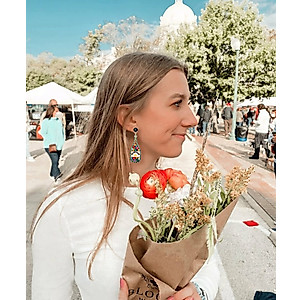 XOCARTIGE Champagne Bottle Earrings Rhinestone Crystal Beaded Champagne Drop Dangle Earrings for Women Wedding Holiday Festive Party Earrings Xmas New Year Gifts (Green)