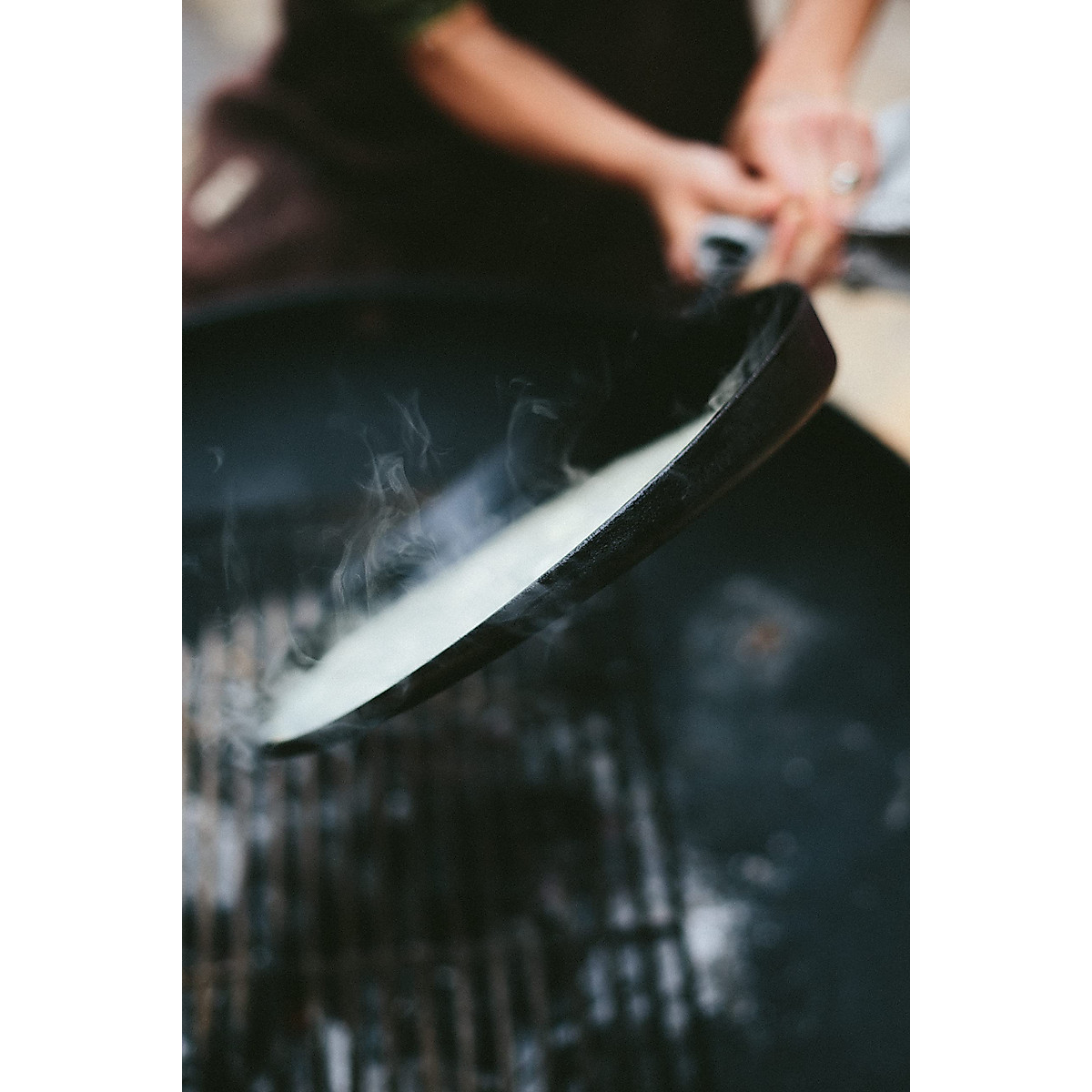 Barebones 12-Inch Flat Cast Iron Skillet - Enameled Cast Iron Fry Pan, outdoor cooking pan