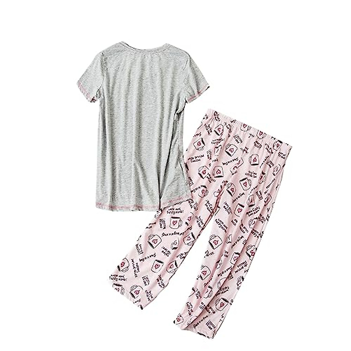 YIJIU Women's Short Sleeve Tops and Capri Pants Cute Cartoon Print Pajama Sets