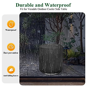 Patio Cool Bar Table Cover for Outdoor Cooler Side Table Cover, Waterproof Round Cover for Outdoor Side Table, Outdoor Patio Bar, Portable Bar,Ice Chest (18.5” D x 20” H)