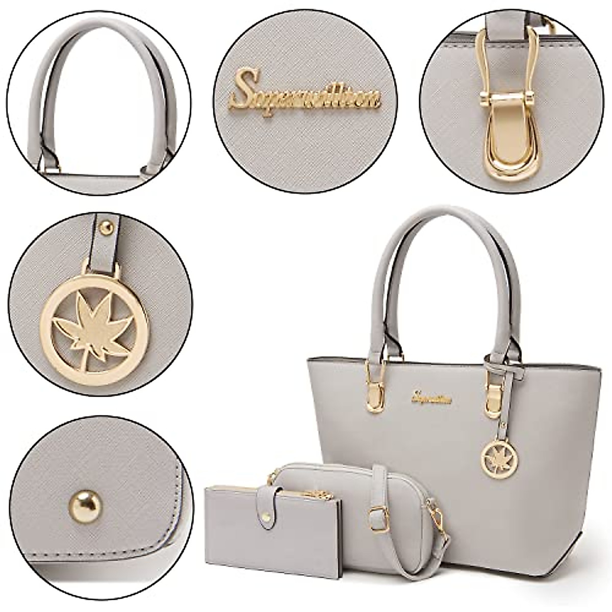 Soperwillton Women Handbags Wallet Tote Bag Shoulder Bag Top Handle Satchel 3pcs Purse Set