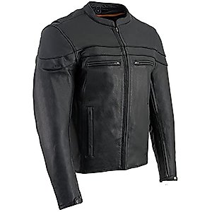 Milwaukee Leather SH1408 Men's Sporty Crossover Vented Black Motorcycle Leather Scooter Jacket - X-Large