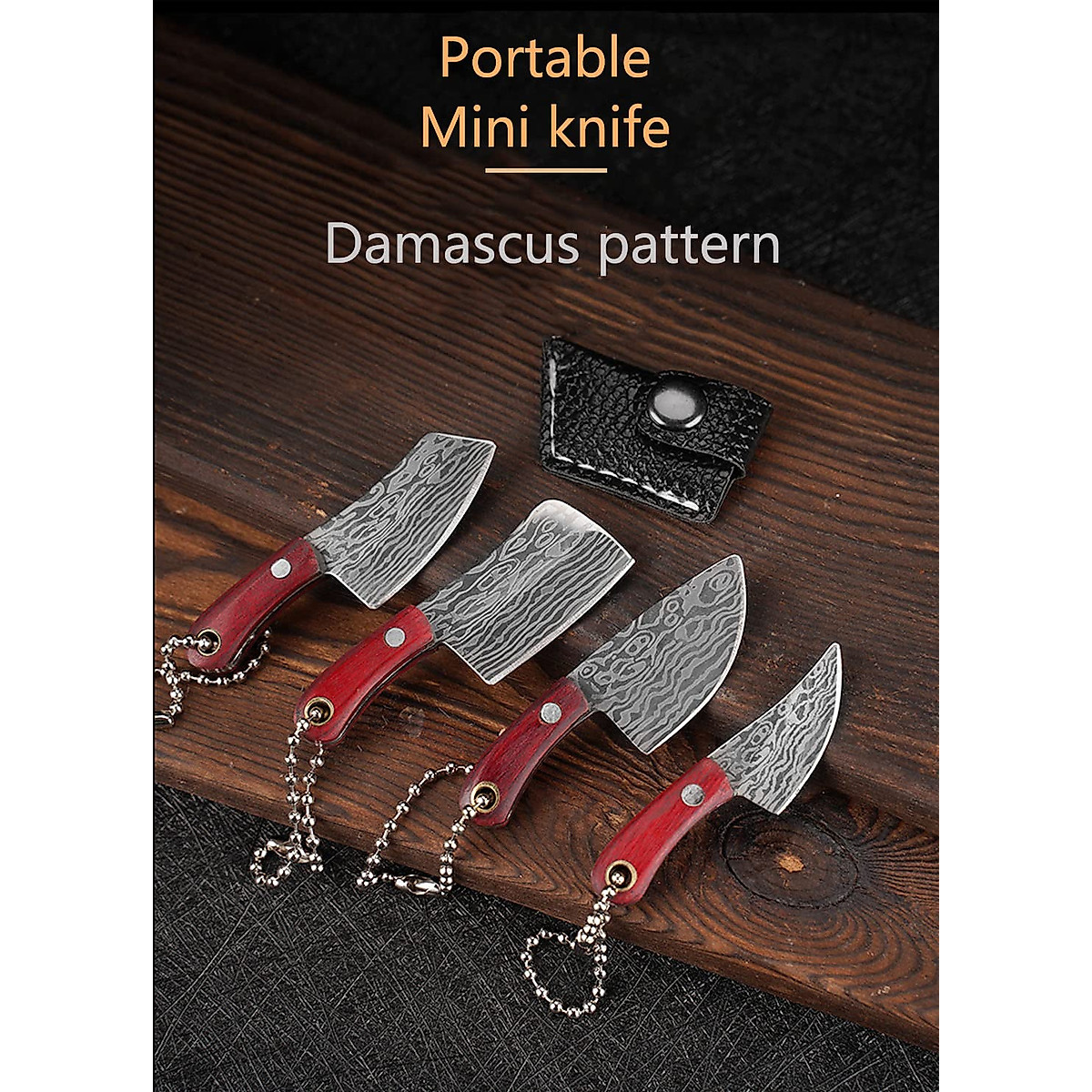 tzprol Mini Knife Set, Mini Pocket Knife Set, Chef Knife EDC Knives Small Knife Cleaver,Box Cutter,Package Opener,Bottle Opener,Keychain Tiny Things with Pocket - Set of 5