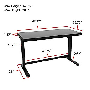 JAHRSTIM Jefferson Glass Standing Desk with Drawer, 48 x 24 Inches Modern Height Adjustable Desk Home Office Sit Stand Up Desk, Electric Motorized Uplift, Memory Control, Child Lock, Black