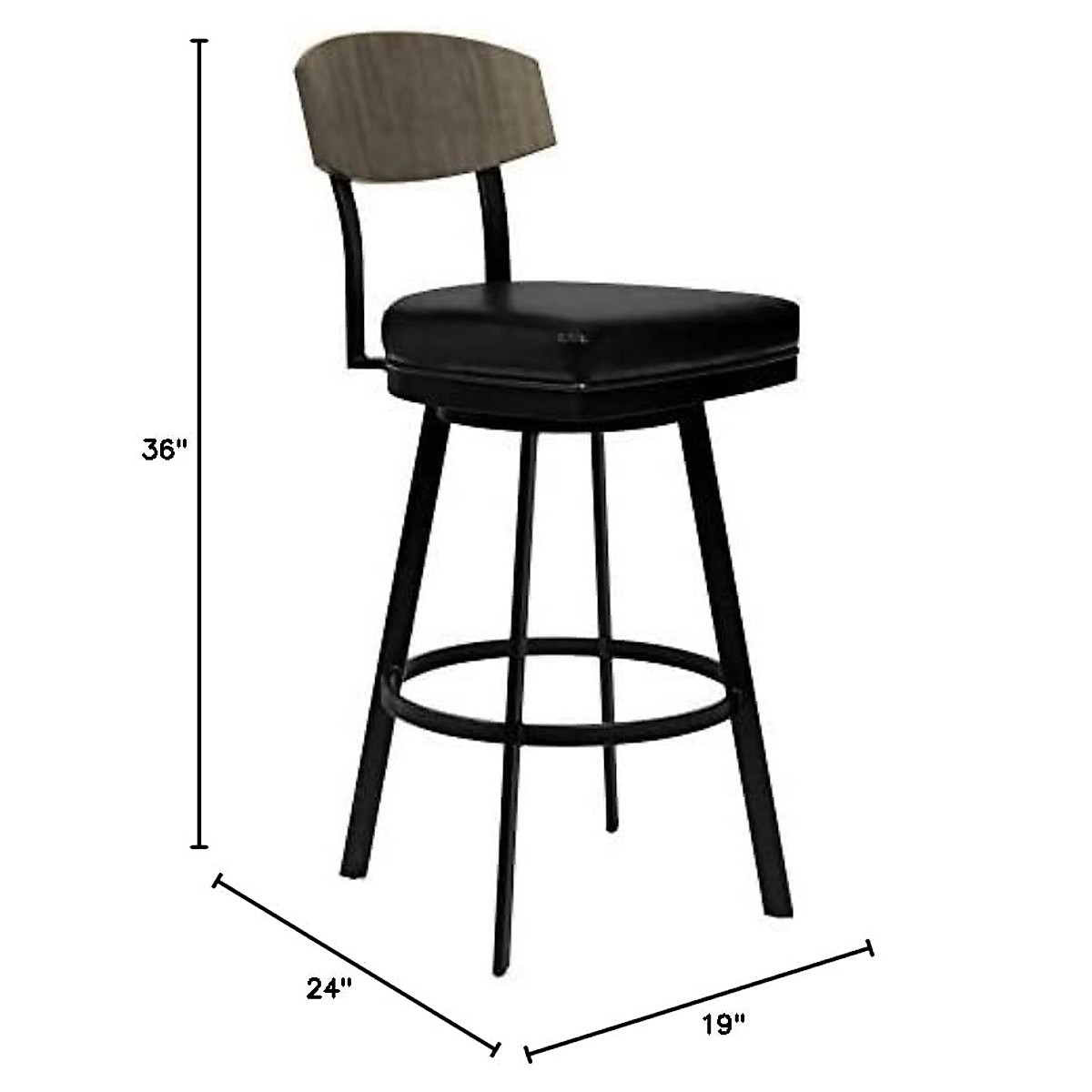 Armen Living Frisco Bar Stool, Counter Height, Black