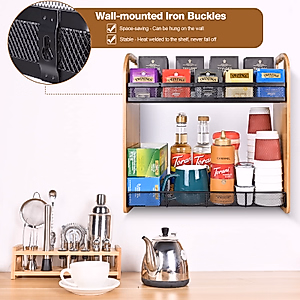 ITHSKUILL Tea Bag Organizer, Large Capacity Tea Organizer for Tea Bags, Bamboo Multi-functional Storage Coffee Bar Accessories for Home Office Kitchen Counter Cabinet Pantry Organizer