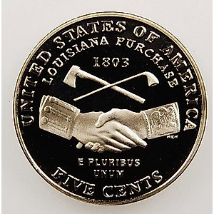 2004 S Deep Cameo Proof Jefferson Nickels Set of 2 coins - Lewis and Clark Keelboat and Louisiana Purchase Peace - 5c US Mint DCAM