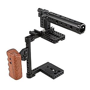 CAMVATE DSLR Camera Cage Top Handle Wood Grip Compatible for Sony Panasonnic - 1175