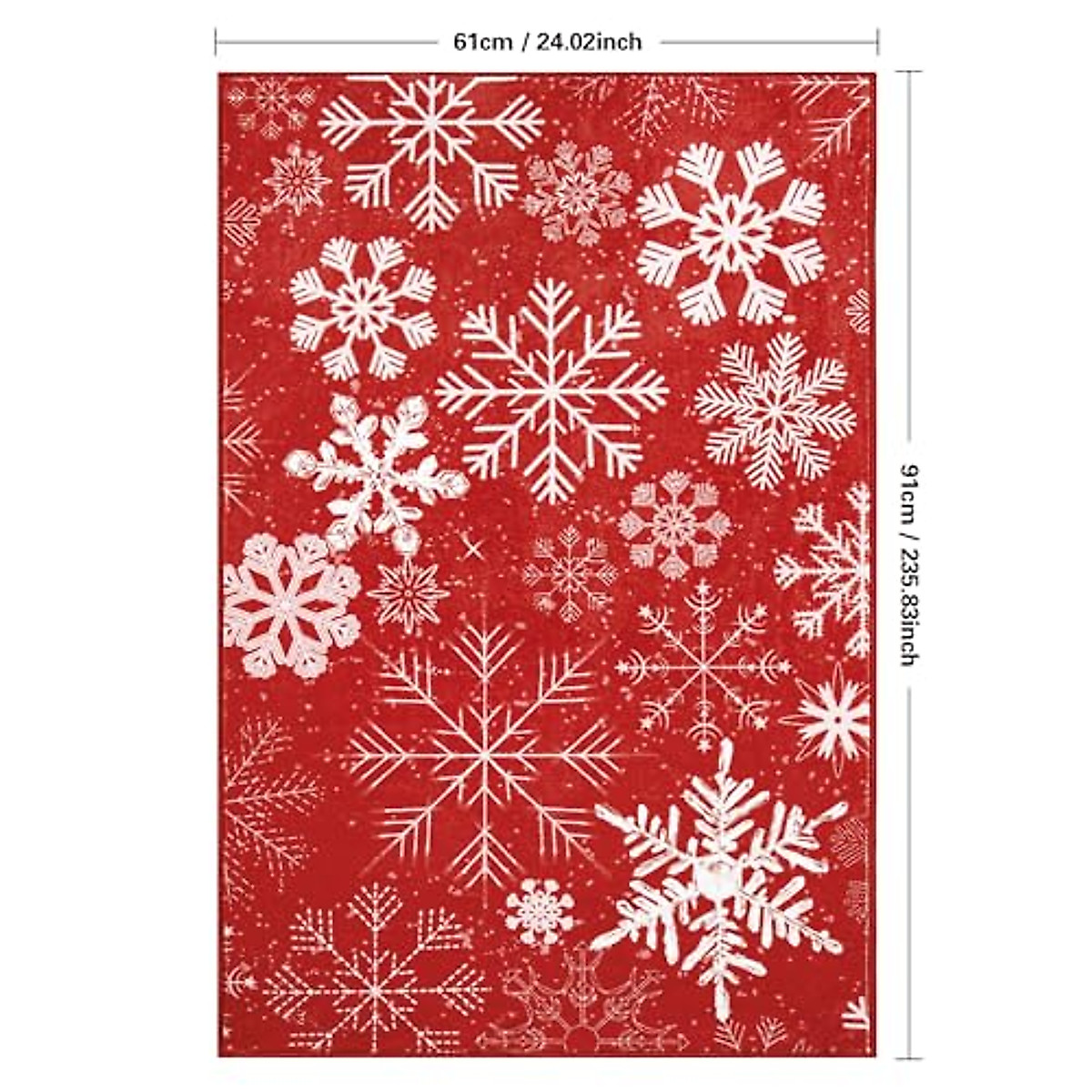 Carvapet Christmas Rug - Charming Christmas Tree, Playful Elk and Delicate Snowflake Patterns, Non-Slip, Machine Washable Mat for Living Rooms, Hallways and Bedrooms（Snowflake Red,2x3）