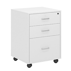 SogesHome File Cabinet with 3 Drawers, Office Storage File Cabinet on Wheels, Under Desk Filing Drawer Storage for Home (White)