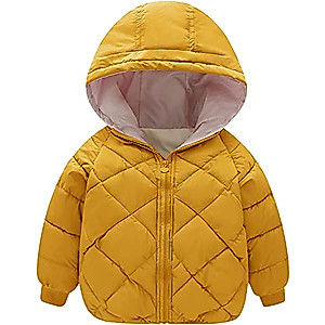 Winter Coats for Baby Boys Girls Solid Winter Thick Warm Hooded Windproof Coat Snowsuit Kids Toddler Outwear (blush Red, Small)