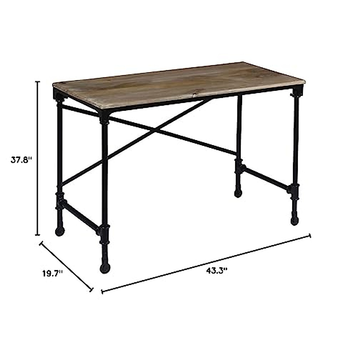 ULUYYUC Writing Desk,Home Office Desk Computer Desks Secretary Desk with Drawers Suitable for Home, Office, Bedroom, Conference Room, etc Solid Mango Wood and Steel 43.3"x19.7"x37.8"