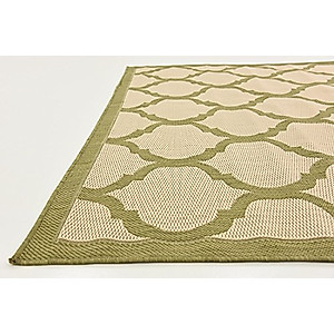 Unique Loom Outdoor Trellis Collection Area Rug - Moroccan (7' 1" x 10' Rectangle, Beige and Olive/ Beige)