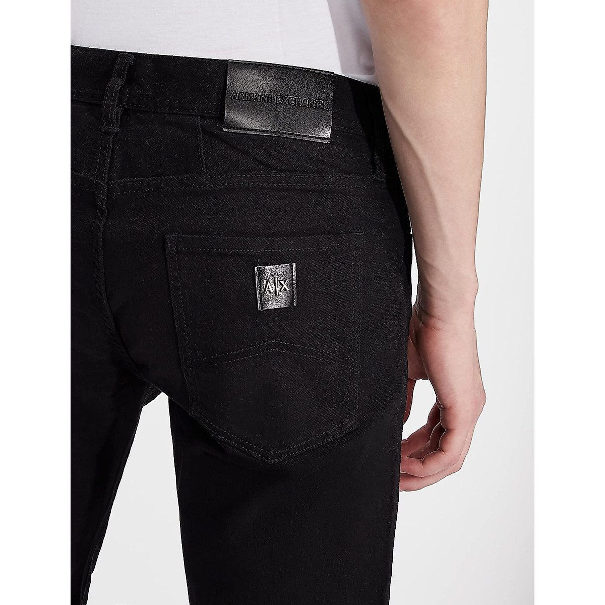 A | X ARMANI EXCHANGE Men's 5 Pocket Slim, Black Stretch Bull Denim