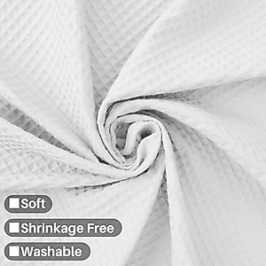 Barossa Design Fabric Shower Curtain Cotton Blend 78 inch Long, Honeycomb Waffle Weave, Hotel Luxury, Heavy Weight, Spa, Washable, White, 72x78