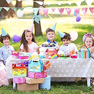 Nezyo 24 Pack Rainbow Party Favor Boxes Cloud Treat Decorations Favors Kraft Paper Goodie with Handles Candy Goodies Gift for Kids Birthday Baby Shower Supplies