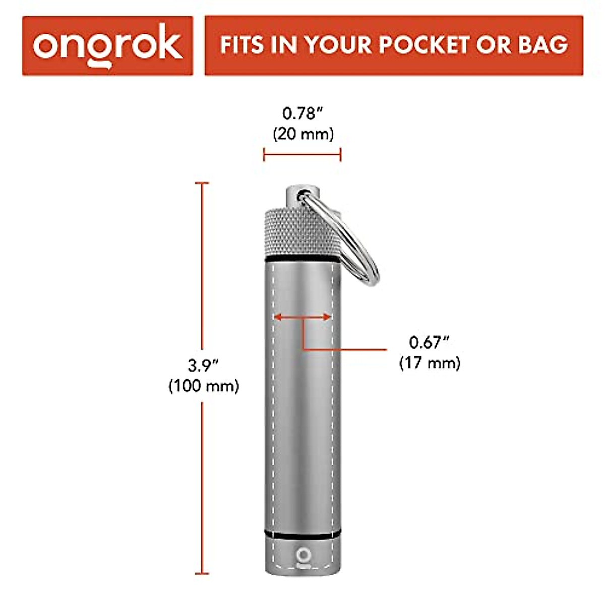 ONGROK Premium Storage Tube, Keychain, Pocket-Sized, Airtight, Aluminum Metal Holder and Case (Gun Metal)